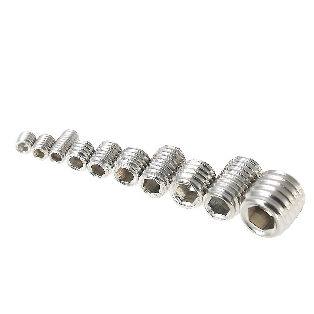 200Pcs Set Screws Assortment Kit, M3/ M4/ M5/ M6/ M8 Standard Allen Head Socket Hex Grub Screw, 304 Stainless Steel Metric Internal Hex Drive Set Screws