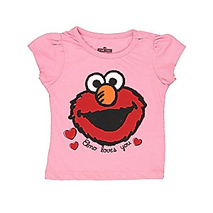 Sesame Street Girls' Modern/Fitted, Pink Elmo Loves You, 18 Months
