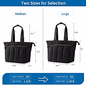 LYAUK Tote Bag for Women, Puffy Hobo Tote Bag, Laptop Shoulder Bag Crossbody Handbag, Large Top Handle Satchel, Black