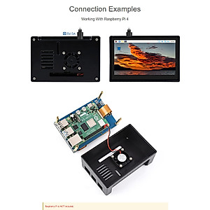 Waveshare 4.3inch Capacitive Touch Display Compatible with Raspberry Pi 4B Comes with Protection Case 800×480 Resolution IPS Wide Angle MIPI DSI Interface