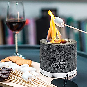 Table top Fire Pit Bowl - Concrete Tabletop Portable Rubbing Alcohol Fireplace Indoor Outdoor Decor Long Time Burning Smokeless Odorless Smores Maker with fire Extinguisher