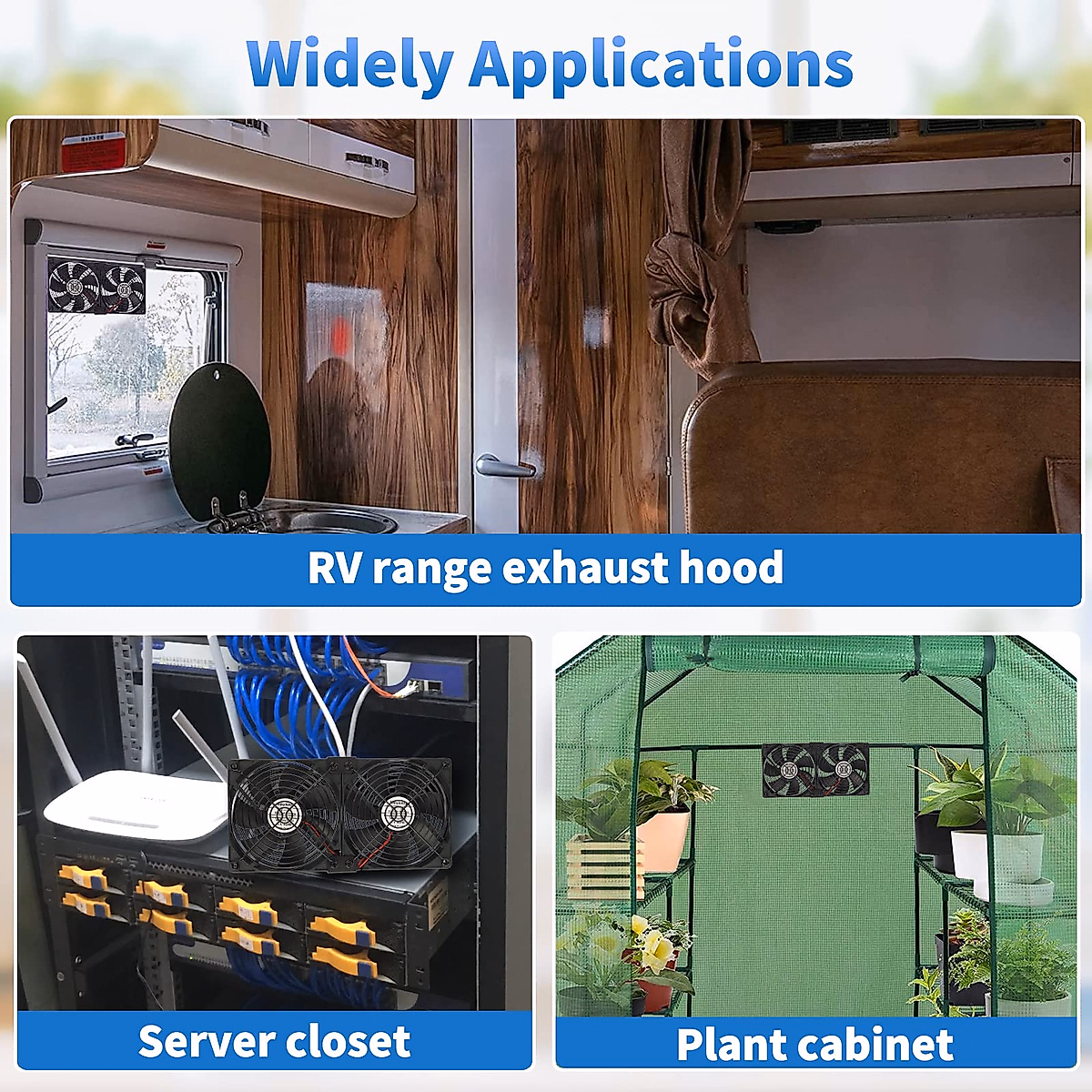 Neukniy 2X 120mm Computer Fan with AC Plug, AC 110V 120V 220V 240V Variable Speed Fan for Mining Machine Cabinet Chassis Server Workstation Cooling