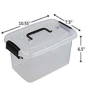 Ramddy 5 Quart Clear Plastic Bins with Lid, Versatile Latching Box with Black Handles, 6 Packs