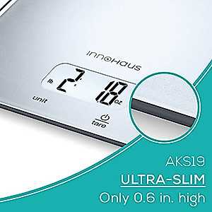 Our Brand - innoHaus Multi-Function Kitchen Food Scale, Digital Display with Tare Function, Precise, Measures in g, oz, lb:oz, ml, fl.oz with Auto-Off, Silver