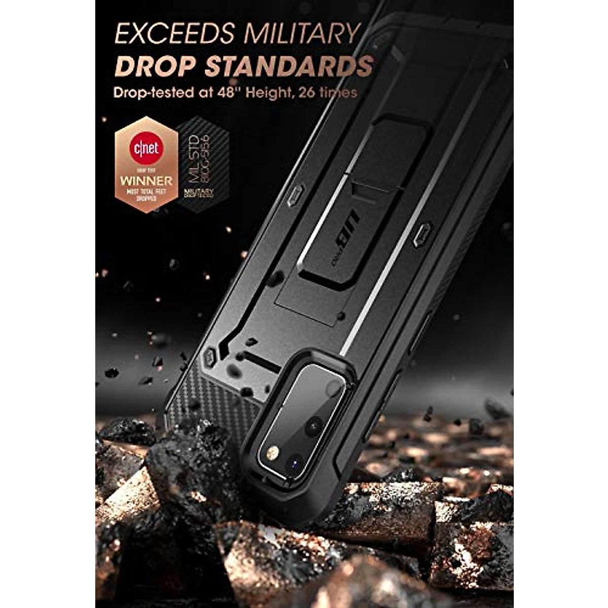 SUPCASE Unicorn Beetle Pro Series Designed for Samsung Galaxy S20 FE (2020 Release), Full-Body Dual Layer Rugged Holster & Kickstand Case with Built-in Screen Protector (Black)