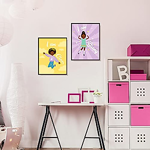 9 Pieces Motivational Black Girl Wall Decor Girls Room Decor African Girl Inspirationa Quotes Poster Unframed Black Girls Art Prints for Kids Teen Girls Room Wall Decorations,Unframed, 8 x 10 Inch