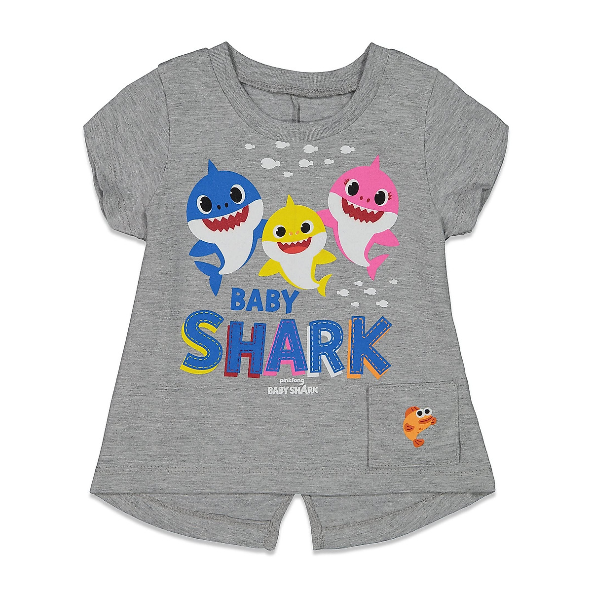 Pinkfong Baby Shark Toddler Girls T-Shirt and Shorts Outfit Set Gray/Pink 2T