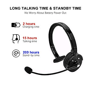 RAOPINGX Trucker Bluetooth Headset Wireless Headset with Mic Over The Head Headset On Ear Car Earphones Office Earpiece for Cell Phone Bluetooth V2.1 Compatible for iOS & Android