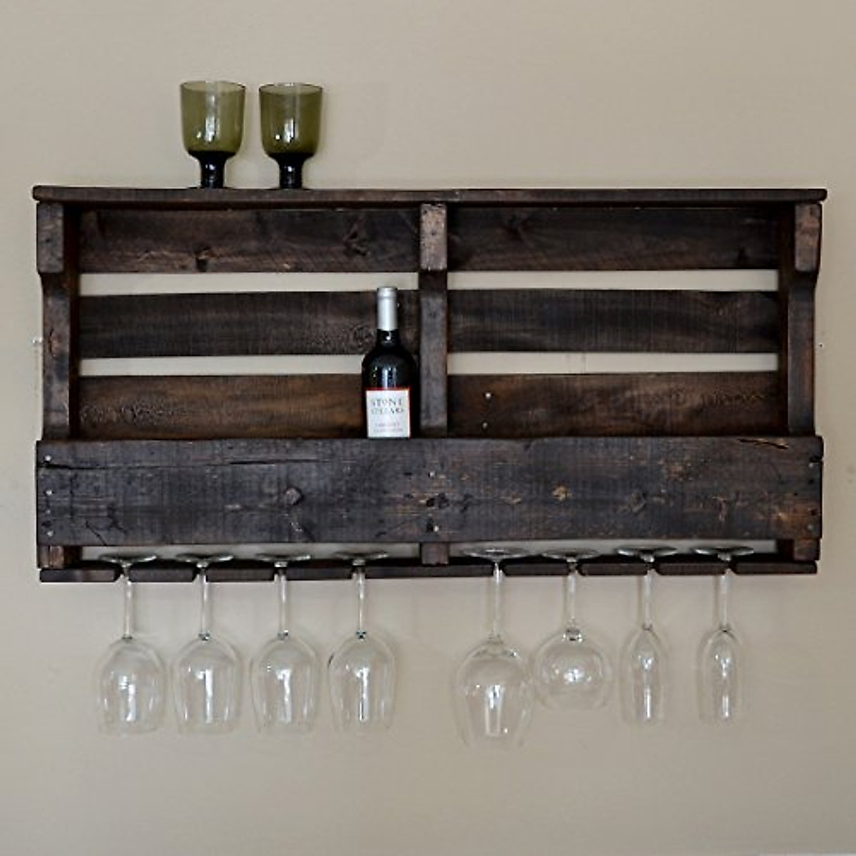 Great Lakes Reclaimed Wall Mounted Wine Rack,(Espresso/Dark Walnut Stain Finish)