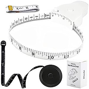 3 PCS Tape Measure Body Measuring Tape 60in (150cm), Retractable Tape Lock Pin and Push-Button Retract, Portable for Weight Loss, Sewing, Fabric, Cloth, Tailor(White)