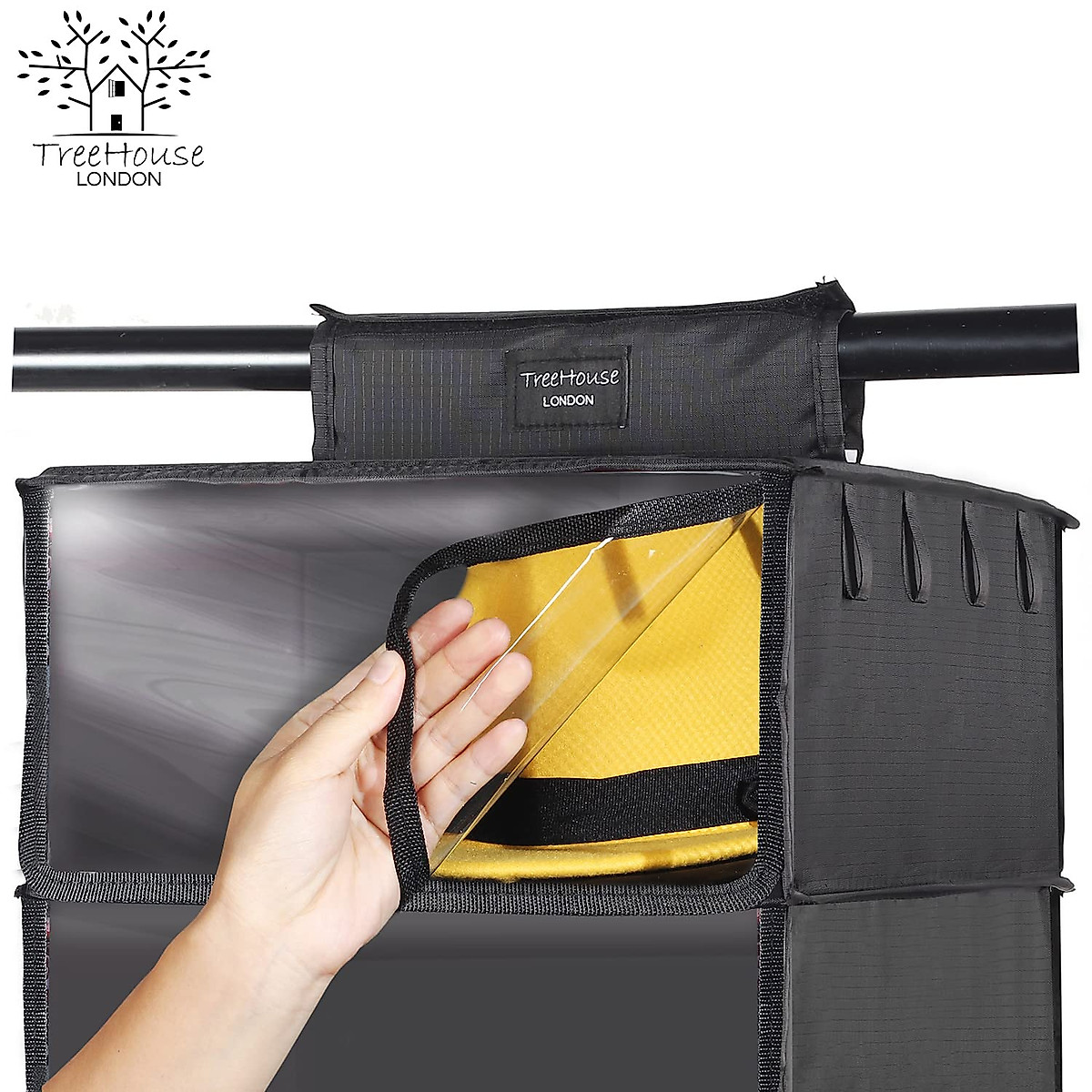 TreeHouse London XL Fedora Hat Rack with Dust Cover - Closet Hanging Cap Organizer - Pack of 2 Cowboy Hat Holder - Storage Shelf Organizer for Men & Women - For Bowler & Wide Brim Hats, Dustproof