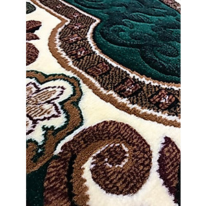 Kingdom Traditional Area Rug Hunter Dark Green Persian Design D123 (8 Feet X 10 Feet)