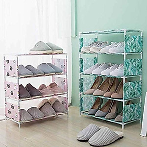 ANMMBER Shoe Rack Storage Artifact Multi-Layer Fabric Shoe Rack Shoe Rack Rack Simple Shoe Rack Dust Door Storage (Color : C)