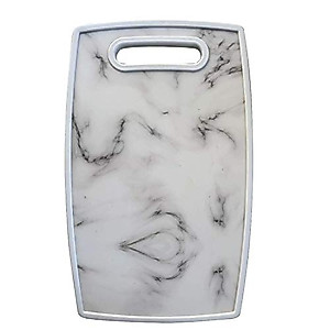 Lily's Home Kitchen Cutting Board (2-Piece Set) with Handles and in Marble Finish. Non-Porous, Dishwasher Safe