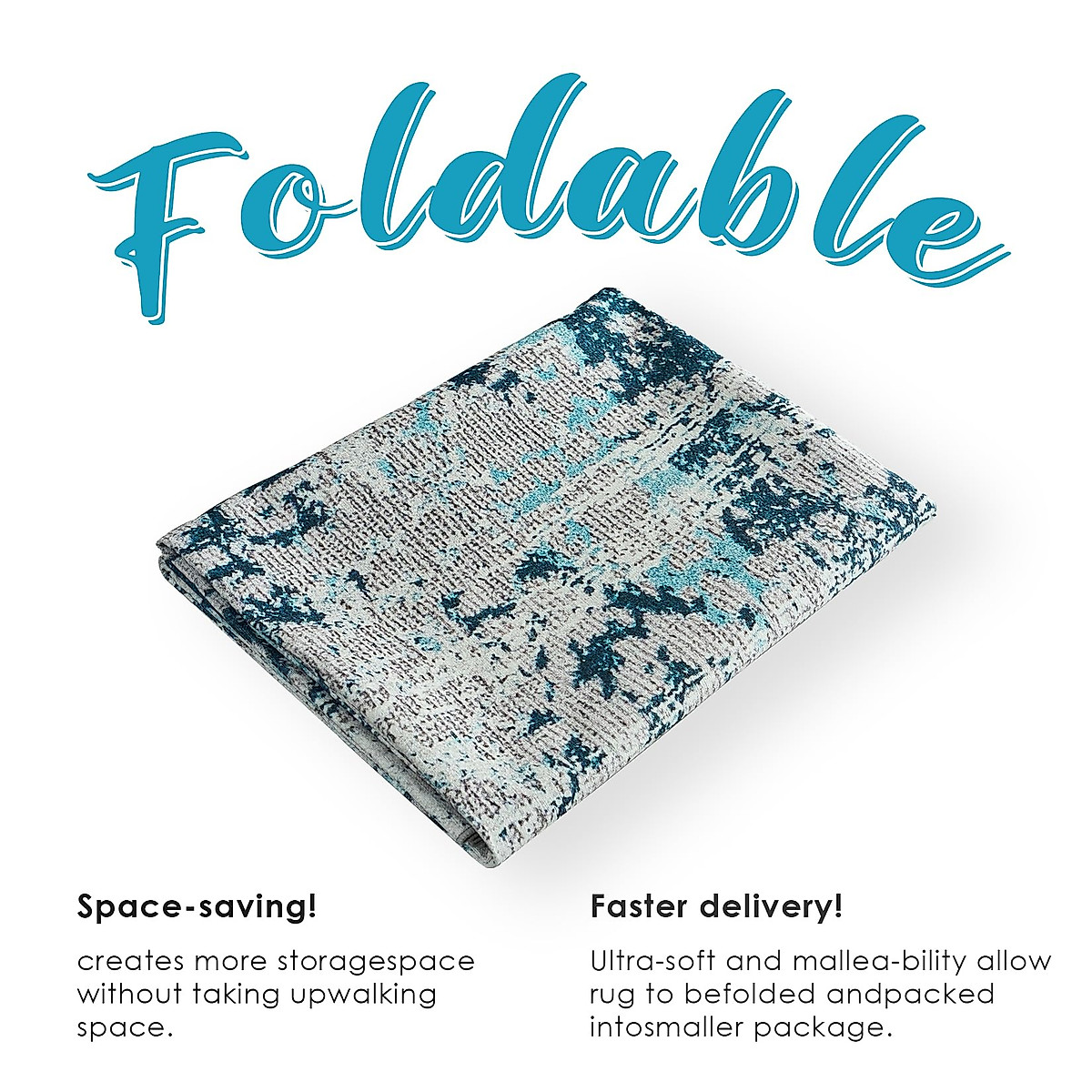 INGEROOM Abstract Blue Area Rug, Machine Washable, Non-Slip Backing, 5x7 Feet, Modern Rug for Living Rooms, Bedrooms and Dining Rooms