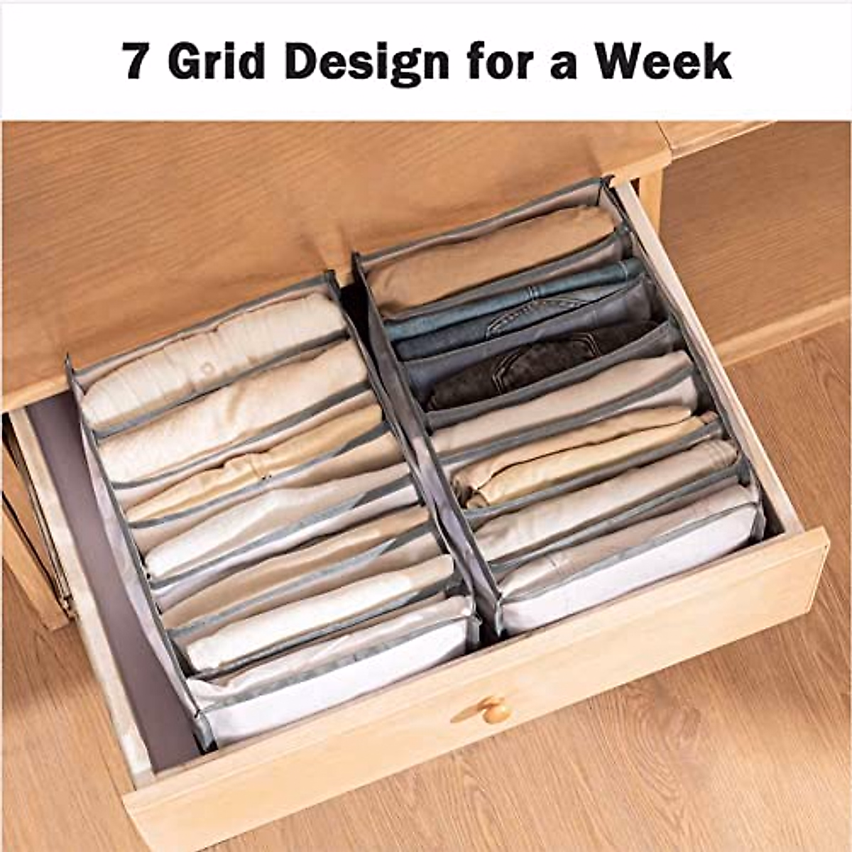 Organizers Se Jeans Compartment Storage-Mesh Clothes Storage Organizer Washable Folding Drawer Organizers (2 Medium+2 Large