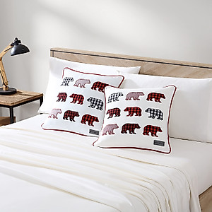 Eddie Bauer - Appliqued Throw Pillow Cover Set, Buffalo Plaid Home Decor, Decorative Pillows for Couch (Cabin Plaid Bear Red/Black, 2 Piece)