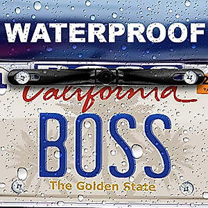 BOSS Audio Systems LPCB36 Car Rearview Backup Camera - License Plate Mount, High Resolution, Easy Mounting, 170 Wide Angle, Weatherproof, Low Light Friendly, Distance Guide View