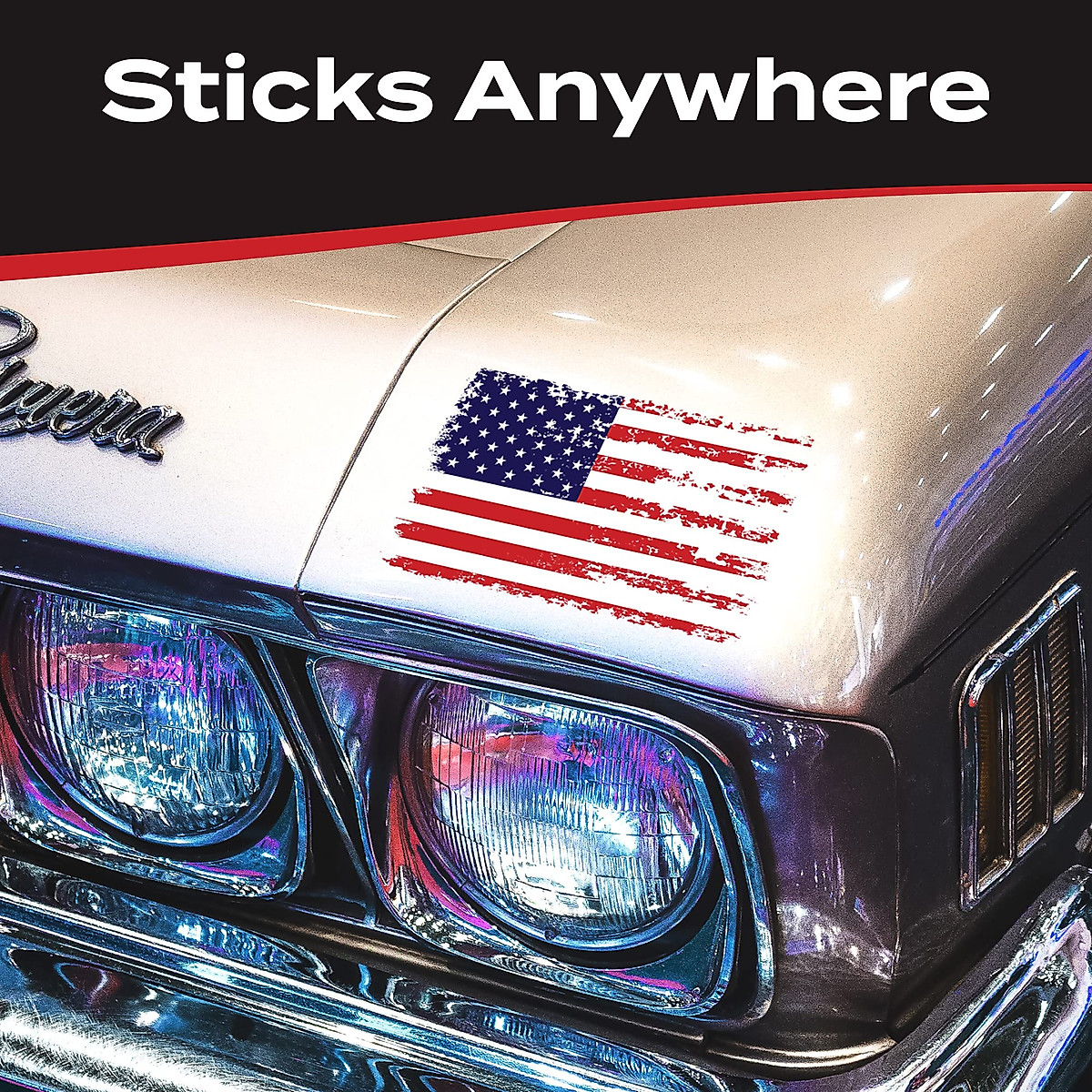 Stickios American Flag Decal - Tattered American Flag Sticker for Cars, Trucks & Windows - Patriotic Flag Decal Made in The USA (Distressed Vinyl Bumper Sticker 5.7x3.6 inches) - SSB