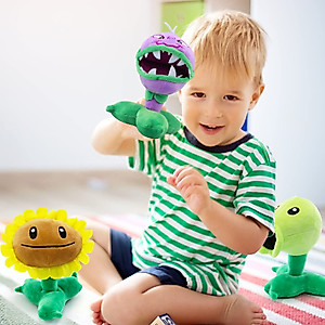 Maikerry 3 Pieces Plants and Zombies vs Plush Toy, 8'' Tall PVZ Stuffed Figure Doll for Children, Great Gifts for Kids and Fans