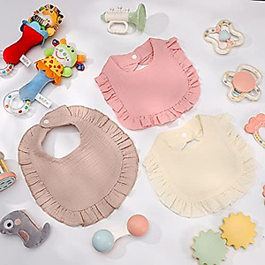 QUEEN KING 6 Pack Baby Bibs, Muslin Bandana Drool Bibs for Boys Girls, Adjustable Soft & Absorbent lace Feeding Bibs for Teething and Drooling Multi-Use Scarf Bibs