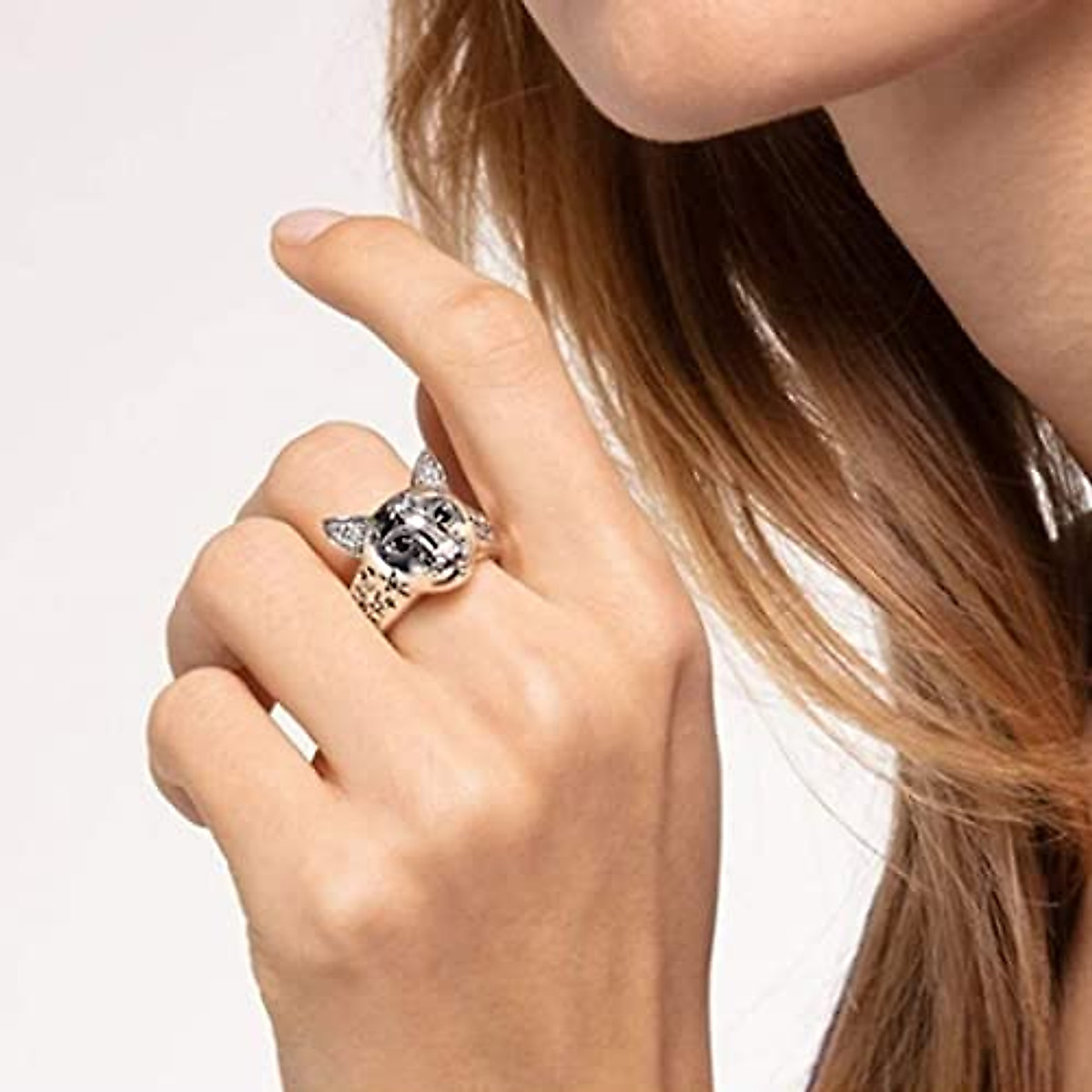 CSIYANJRY99 Animal Ring Animal Cat Lovers Jewelry,Cat Rings Vintage Cute Animal Matching Cat Rings Adjustable Open Rings for Women Men Cat Lovers(B-W)