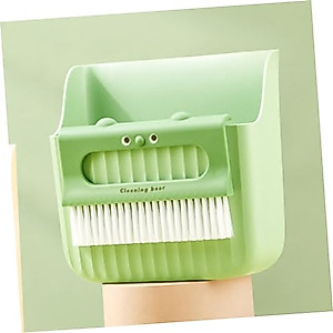 Levemolo 2 Sets Mini Broom Set Whisk Brooms Dustpan Mini Brush Trash Bin Brush Grubber Cleaning Brush Trashcans Garbage Pail Brushes Hair Broom Desktop Cleaning Broom Green Plastic