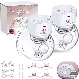 Mom's Best Wearable Hands-Free Double Electric Breast Pump | Quite | BPA Free Silicone | LCD Display | 3 Modes 9 Levels of Suction | 3 Flange Sizes | Type C Charging | Breastfeeding Essentials |2 pack