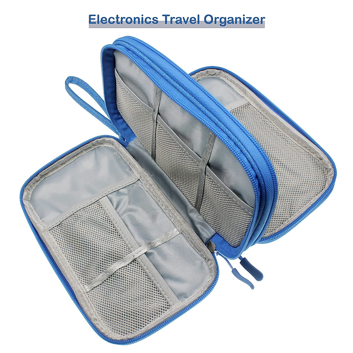 DDgro Tech Accessories Organizer Electronic Pouch Travel Bag for Keeping iPhone Charger Mobile Hard Disk Cable Cord Mouse Earphone Pens Certificates (Medium, Azure Blue)