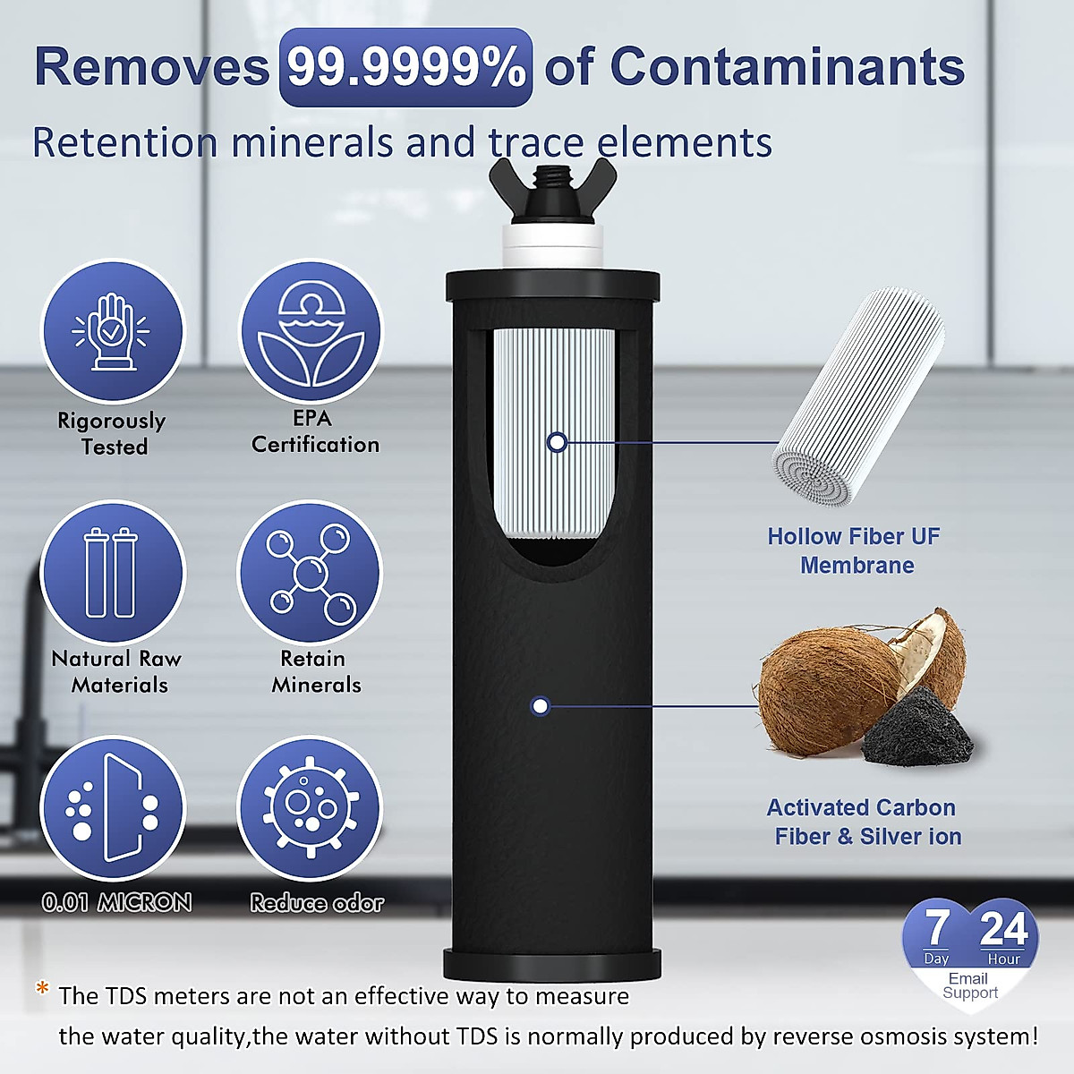 Joypur High Capacity Gravity-Fed Water Filter System with 2.9 Purification Filters and Stand for Home Camping Travel Outdoor Activities Emergencies,2.9 Gallon Countertop Water Filter System