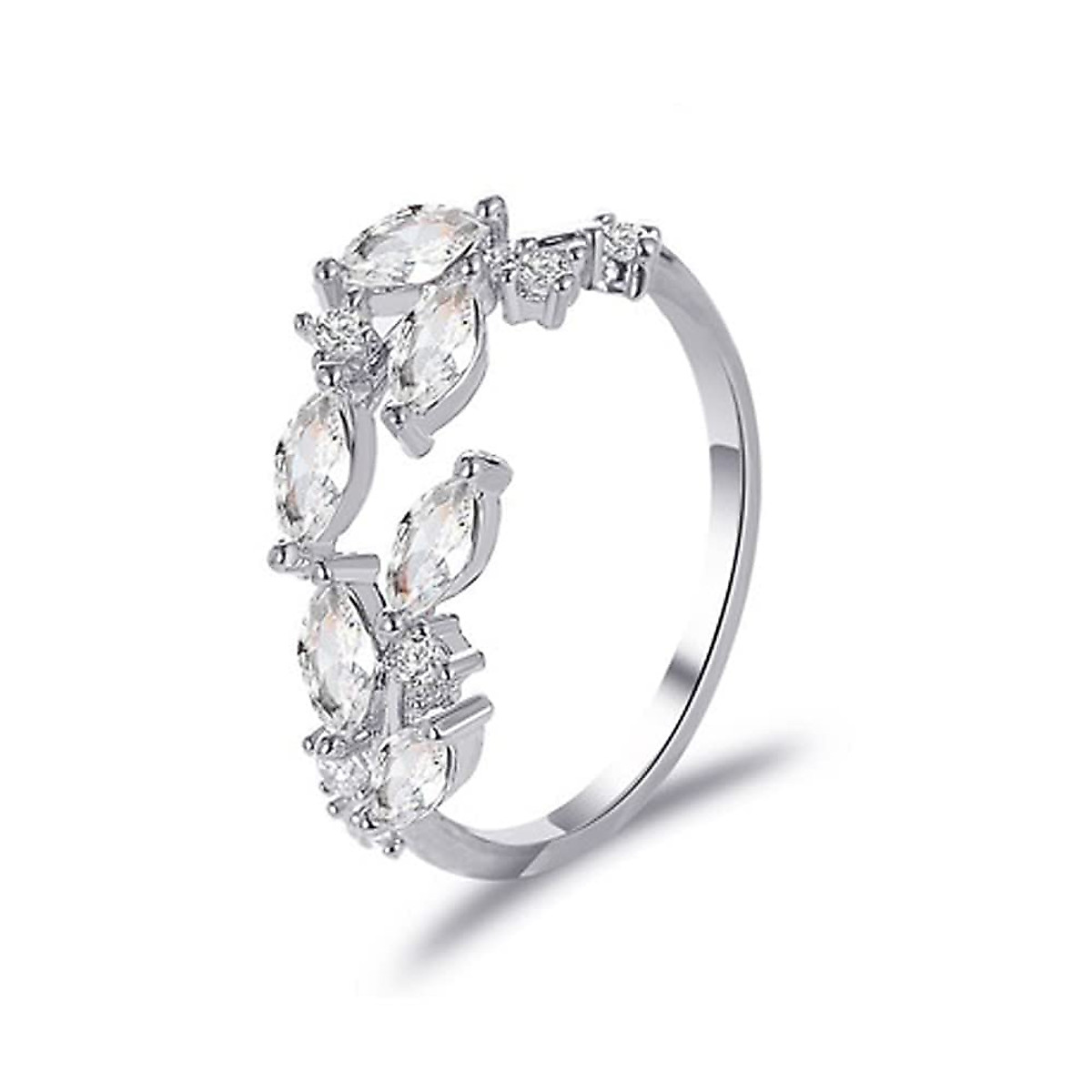 MIFYNN Double Leaf Wrap Rings for Women Dainty Zircon Rings Adjustable Hypoallergenic (leaf)