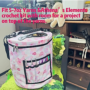 BEST Yarn Storage Bag Organizer Crochet Knitting Craft DIY Project Holder Tote for EXCEPTIONAL Organization - Lightweight STYLISH & Portable (Rose Pink)