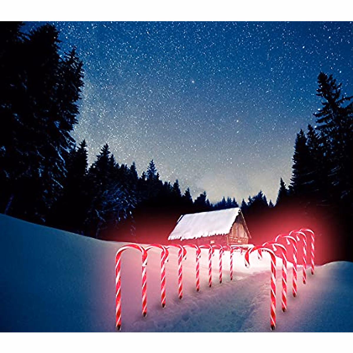 10 Pack 21in Candy Cane Pathway Lights (with Stakes) Outdoor Markers Christmas Decorations Lights with 8 Lighting Modes, for Xmas Holiday Party Walkway Patio Garden Decor