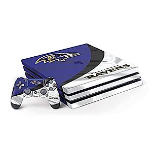 Skinit Decal Gaming Skin Compatible with PS4 Pro Console and Controller Bundle - Officially Licensed NFL Baltimore Ravens Design
