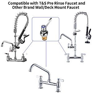 KANONEY Cold Handle Stem 002713-40 Assembly Fit for T&S Brass Faucet Blue Side Control Spindle Assembly for Eterna Valve Replacement Parts