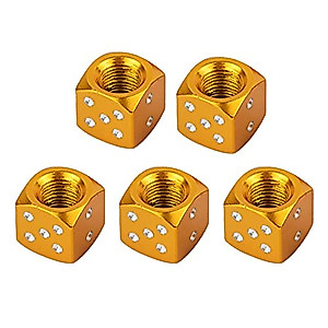SUWEILE SZSZ 5pcs Aluminum Dice Valve Caps Tire Air Valve Stem Cap Cover for Car Trunk Mountain Road Bike Bicycle Wheel 0212 (Color : Gold)