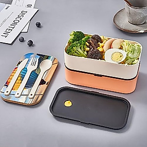 Hawaii Hot Air Balloon Adult Lunch Box, Bento Box, With Cutlery Set Of 3, 2 Compartments, Rectangular, Lunch Box For Adults