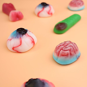 Sweetzo Halloween Gummy Eyeballs, Trick or Treat Candy and Creepy Party Bag Fillers, Swirl Sticker Included - 4.5 Ounces (Pack of 2)