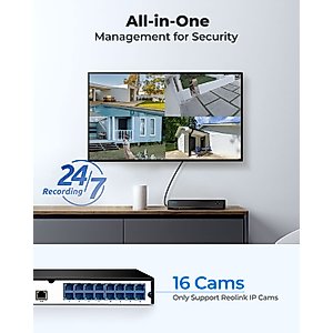 REOLINK 4K 16CH PoE Security Camera System, 8X RLC-822A PoE Outdoor Cameras Bundle RLN16-410 NVR 16 Channel Network Video Recorder (4TB HDD), 3X Optical Zoom, Smart Detection, Remote Access