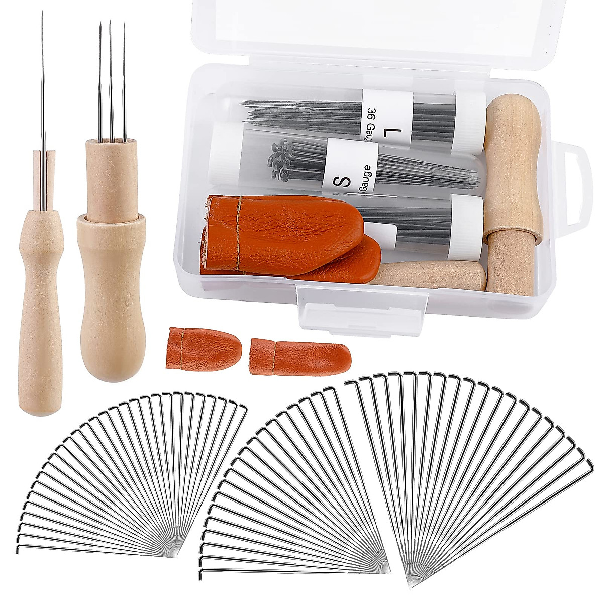 Mayboos 74 Pcs Needles Wool Felting Needles Tools Needle Felting Supplies Felting Tools Needle Felting Tool with 3 Sizes Felting Needles for Beginner Professional