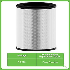 Hichoryer B-D02L Replacement Filter, Compatible with MOOKA B-D02L&KOIOS B-D02L Air Purifier and VEWIOR B-D02U Air Purifier, 3-in 1 H13 True HEPA Filter, 2 Pack