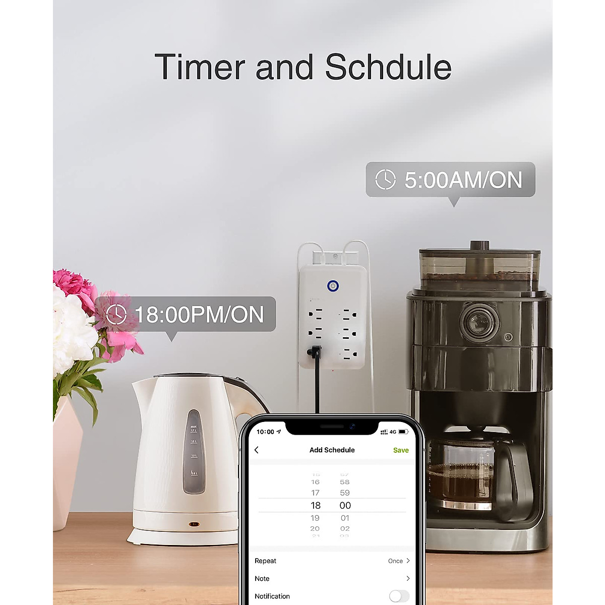 GHome Smart Plug Outlet Extender, USB Wall Charger with 3 Individual Smart Outlets and 3 Smart USB Ports, Works with Alexa Google Home, Surge Protector Plug Extender for APP Control,15A/1800W