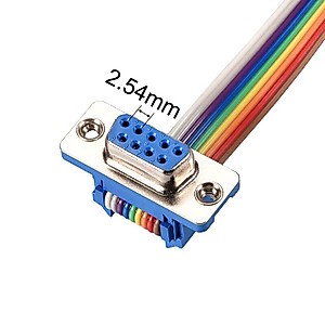 Tool parts IDC Rainbow Wire Flat Ribbon Cable DB9 F/F Connector 2.54mm Pitch 11.8inch Long