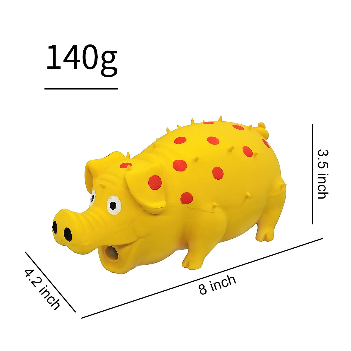 Andiker Dog Squeaky Toy, Dots Latex Dog Chew Toys with a Oinks Sound Squeaker Grunting Pig Dog Toy Durable Self Play 8" Dog Squeeze Toy for Dental Biting Chasing to Kill Boring Time (Yellow)