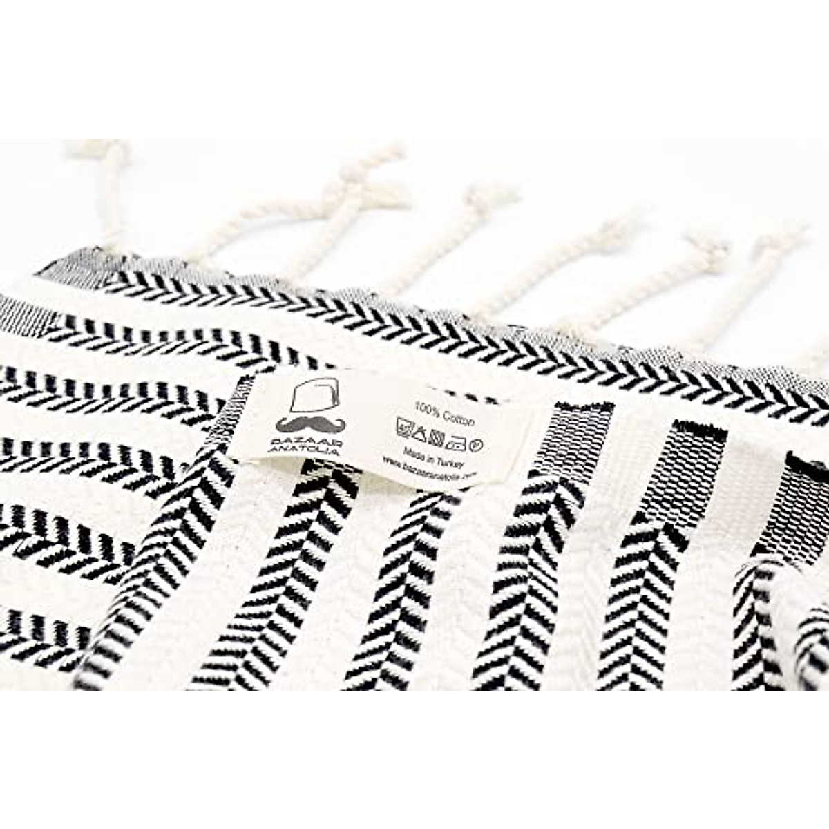 Turkish Hand Towels Set of 4 Arpa Peshtemal Towel 100% Cotton 45x20" Decorative Bathroom Towel Boho Farmhouse Decor Light Weight Quick Dry Hand Bath Hair Gym Face Tea Kitchen Dishcloth Set (Black)