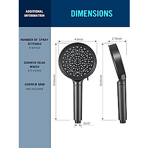 Cobbe Filtered Shower Head with Handheld, High Pressure 6 Spray Mode Showerhead with Filters, Water Softener Filters Beads for Hard Water - Remove Chlorine - Reduces Dry Itchy Skin, Matte Black