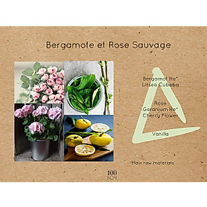 100BON Bergamote & Rose Sauvage – Bergamot & Wild Rose Fragrance for Women & Men – Invigorating Organic Fragrance with Spicy, Citrus & Rose Water Fragrance - 100% Fragrance Spray, 0.5 Fl Oz