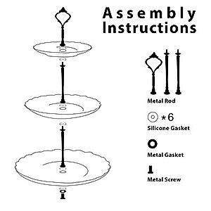 Klikel 3 Tiered Serving Stand -Silver Serving Tray for Parties - Round Platter for Cupcakes Fruits Dessert or Tea - Cake Pop Stand and Buffet Server