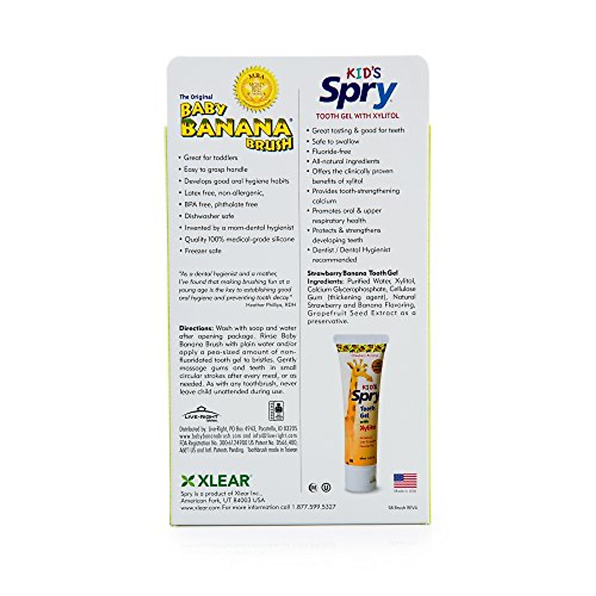 Xlear Banana Brush and Tooth Gel with Xylitol Kit - 2 oz - Strawberry Banana