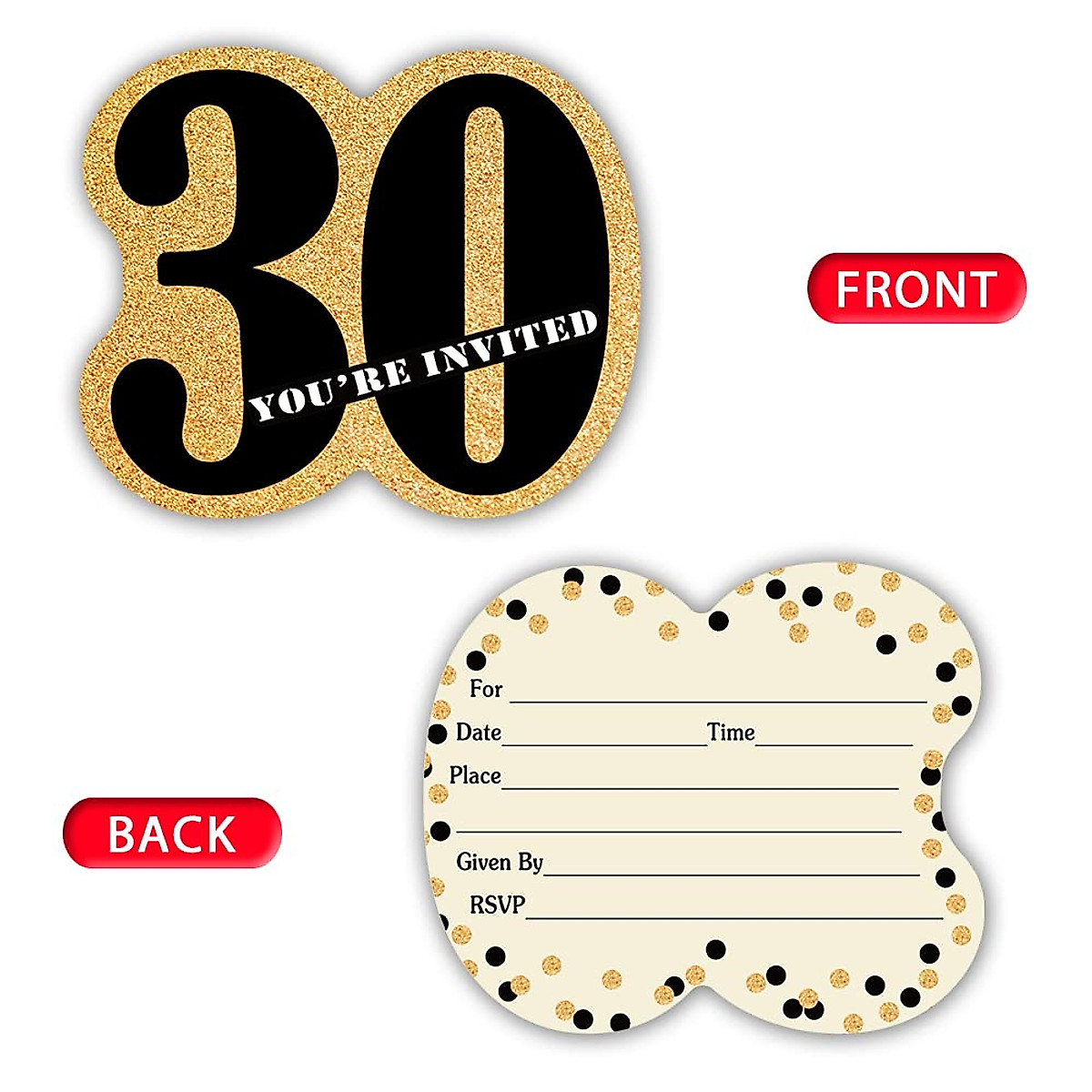 Haizct 15 Pack 30th Birthday Party Invitations With Envelopes,30th Party Invitations,30th Celebration,Birthday Party Invitations Cards For Adults